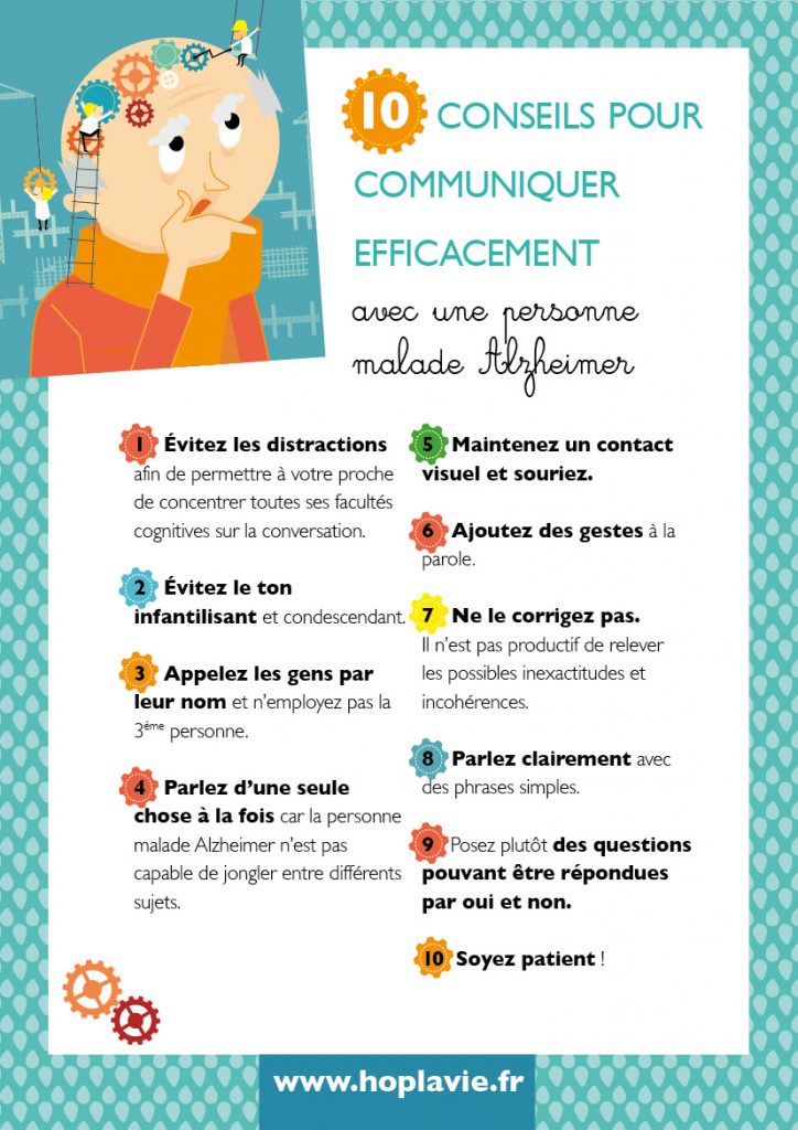 Affiche : Communiquer efficacement avec une personne malade Alzheimer - Blog Hop La Vie